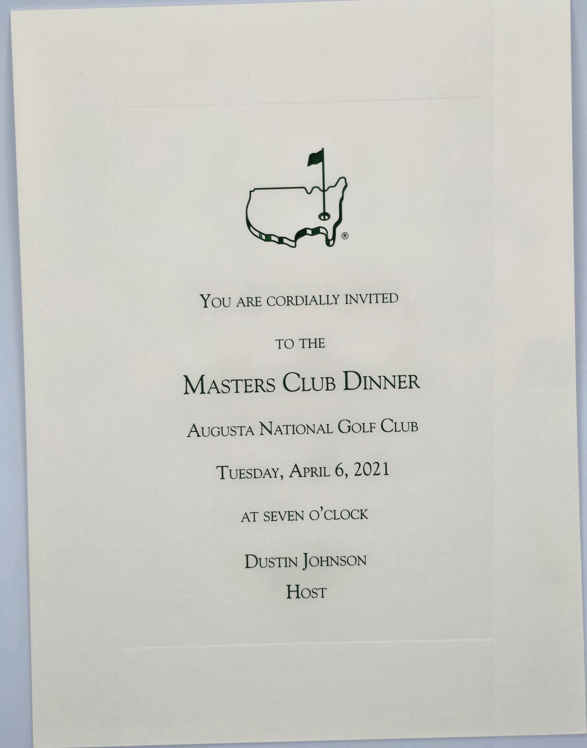 Masters Invitations and Dinner Menus - Mastersflags.com